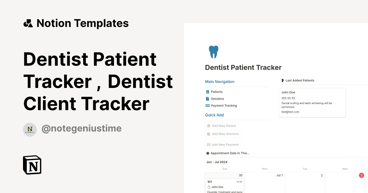 Dentist Patient Tracker , Dentist Client Tracker Template by ...