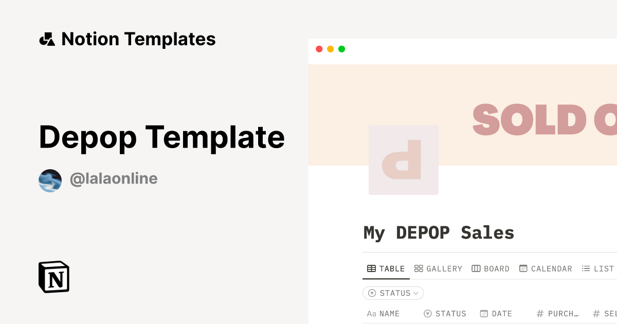 Depop Template Template | Notion Marketplace
