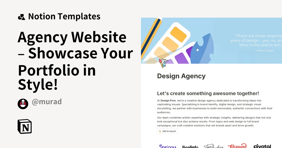 Agency Website – Showcase Your Portfolio in Style! Template | Notion ...