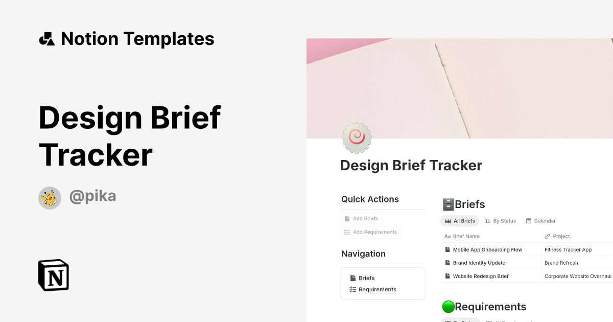 Design Brief Tracker Template | Notion Marketplace