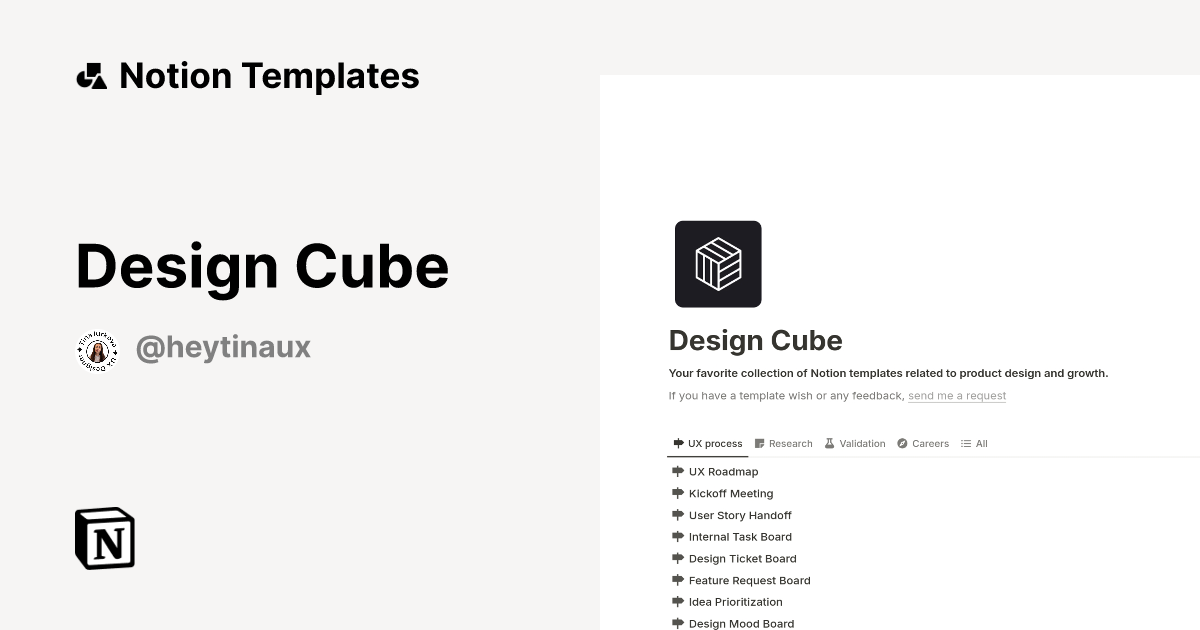 Design Cube Template by Tina Iurkova | Notion Marketplace