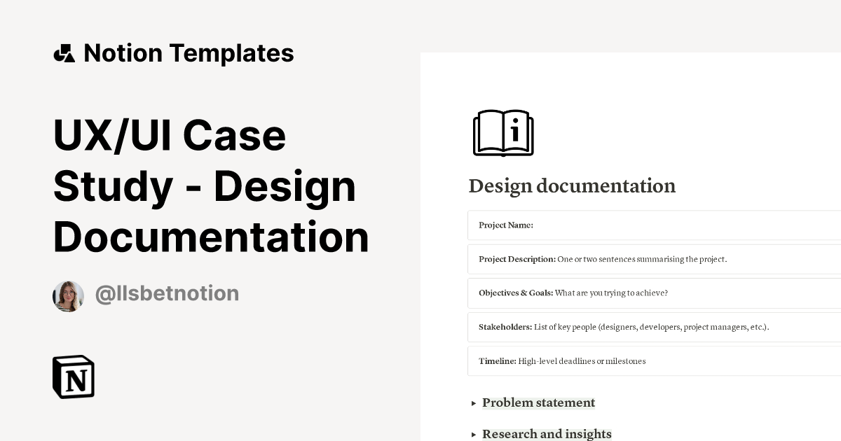 UX/UI Case Study - Design Documentation Template by llsbet | Notion Marketplace