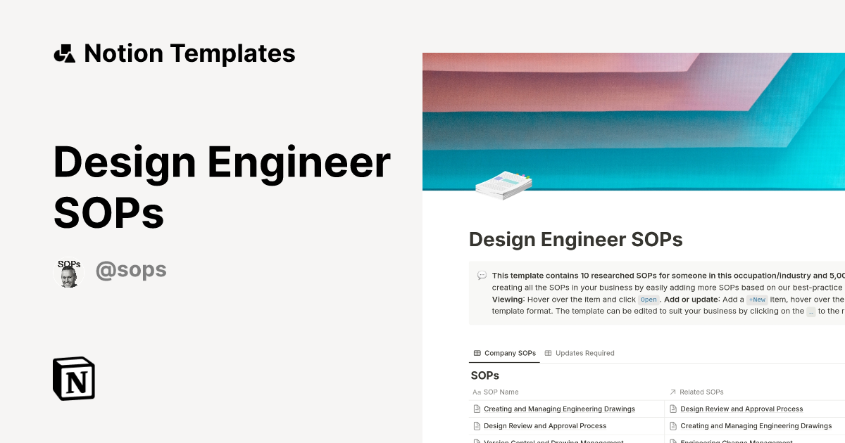Design Engineer SOPs Template by SOPs | Notion Marketplace