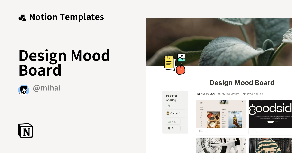 Design Mood Board Template | Notion Marketplace