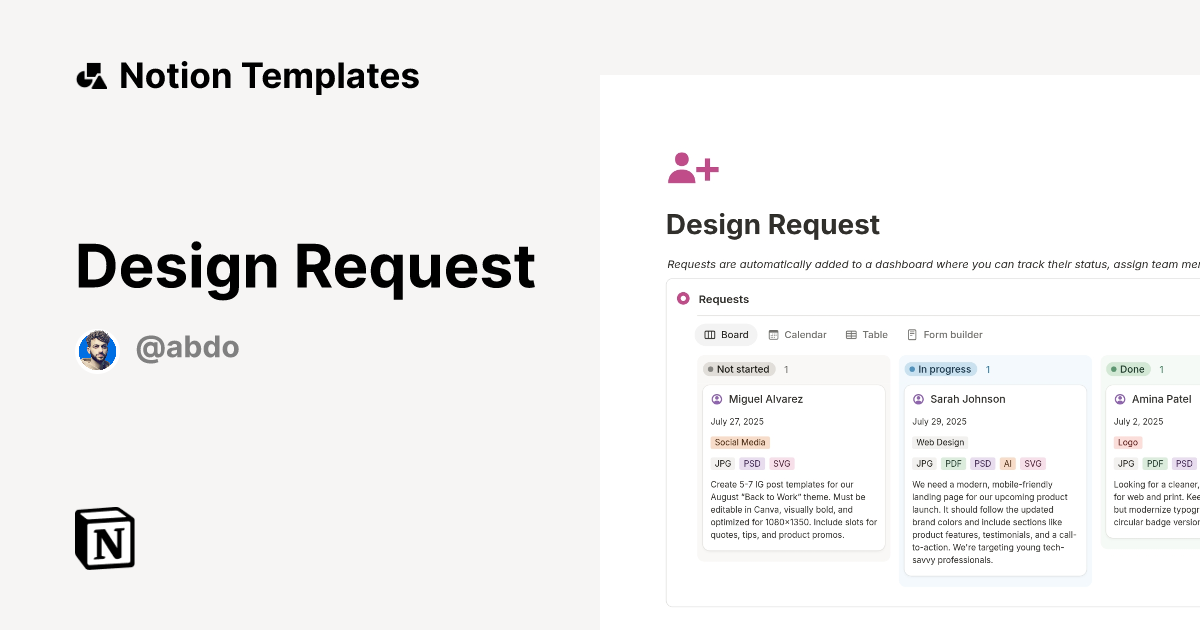 Design Request Template | Notion Marketplace
