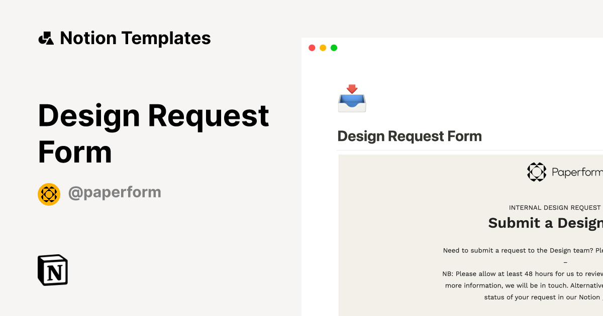 Design Request Form Template by Paperform | Notion Marketplace