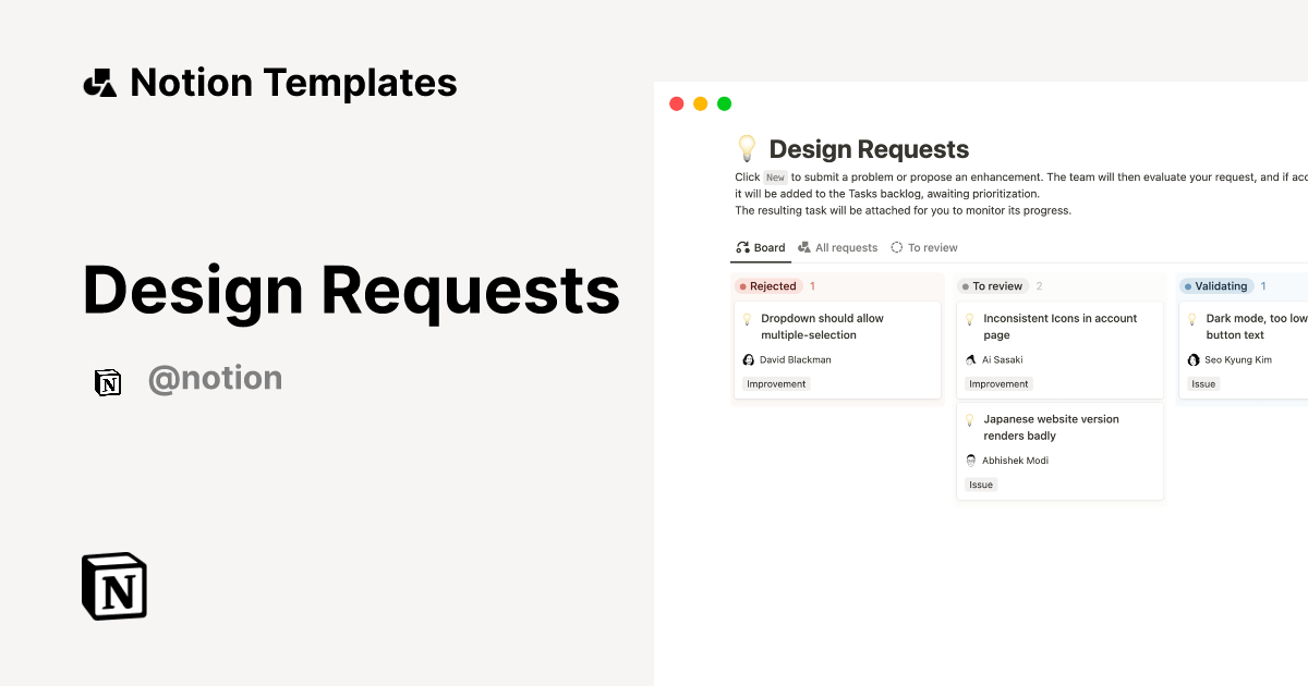 Design Requests 2025 Template | Notion Marketplace