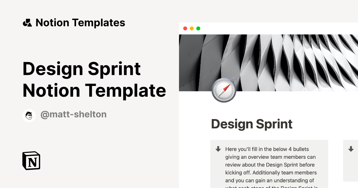 Design Sprint Notion Template Template by Matt Shelton | Notion Marketplace