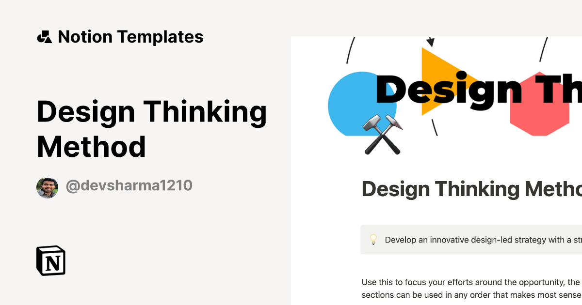 Design Thinking Method Template by Dev Sharma | Notion Marketplace