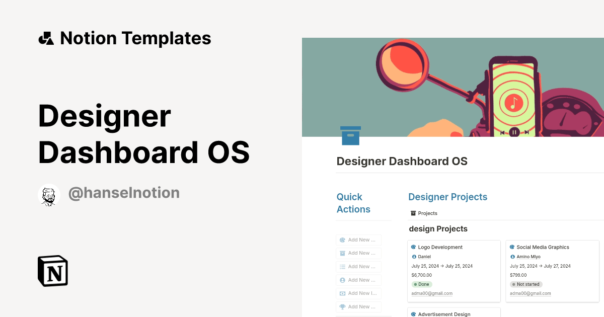 Designer Dashboard OS Template | Notion Marketplace