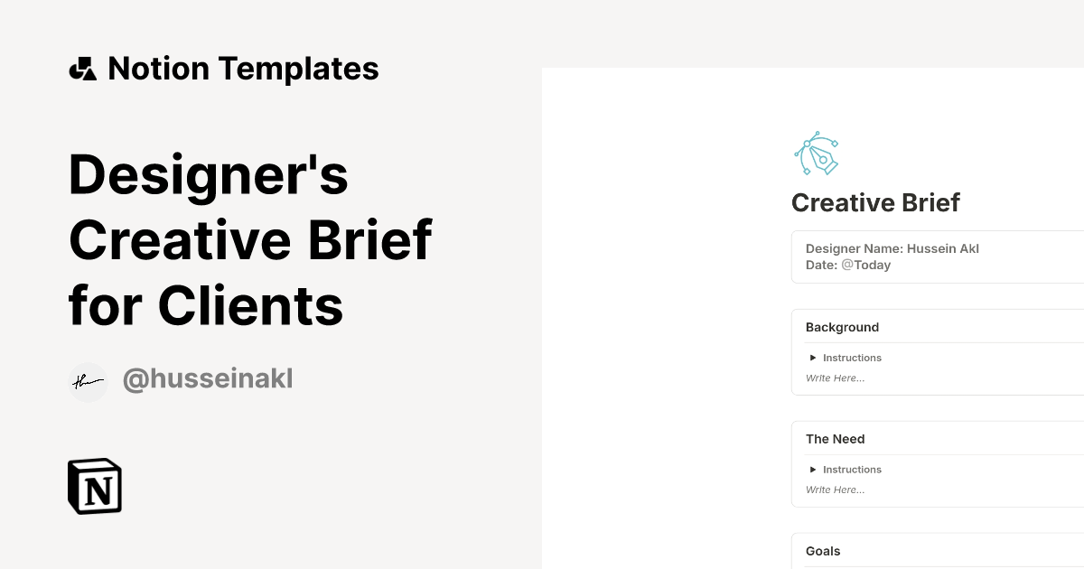 Designer's Creative Brief for Clients Template | Notion Marketplace