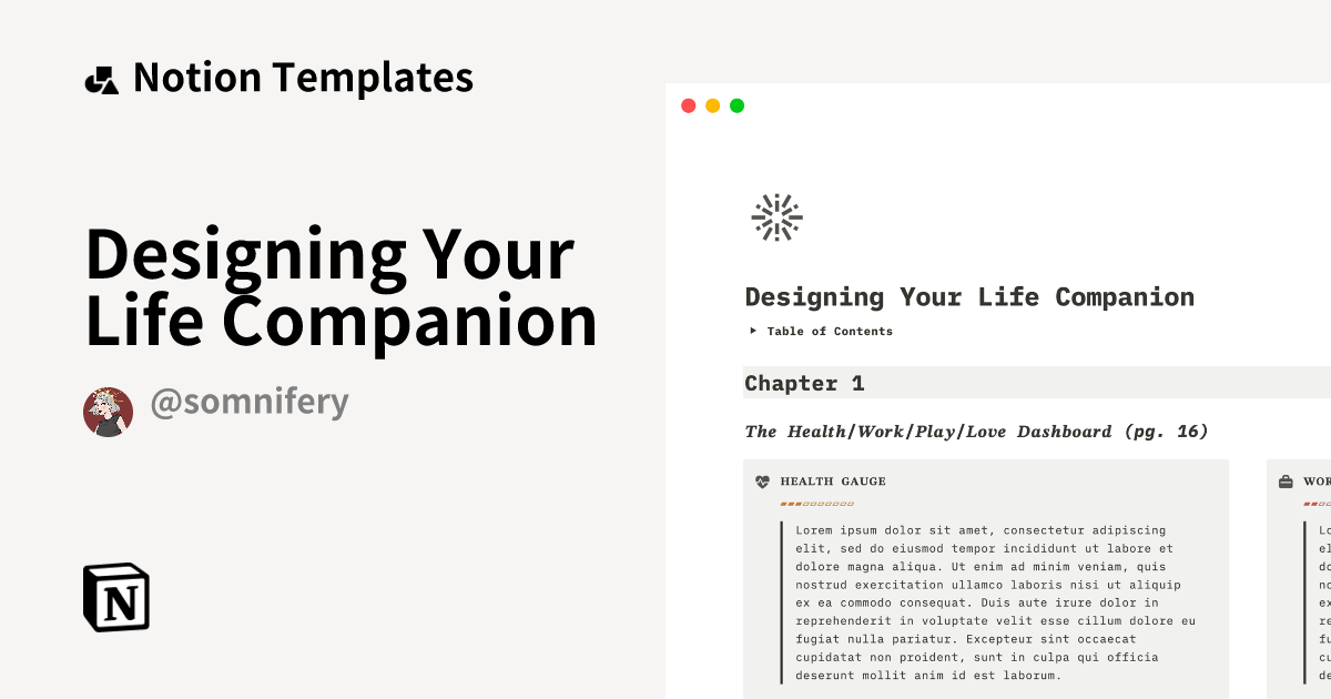 Designing Your Life Companion Template by somnifery | Notion Marketplace