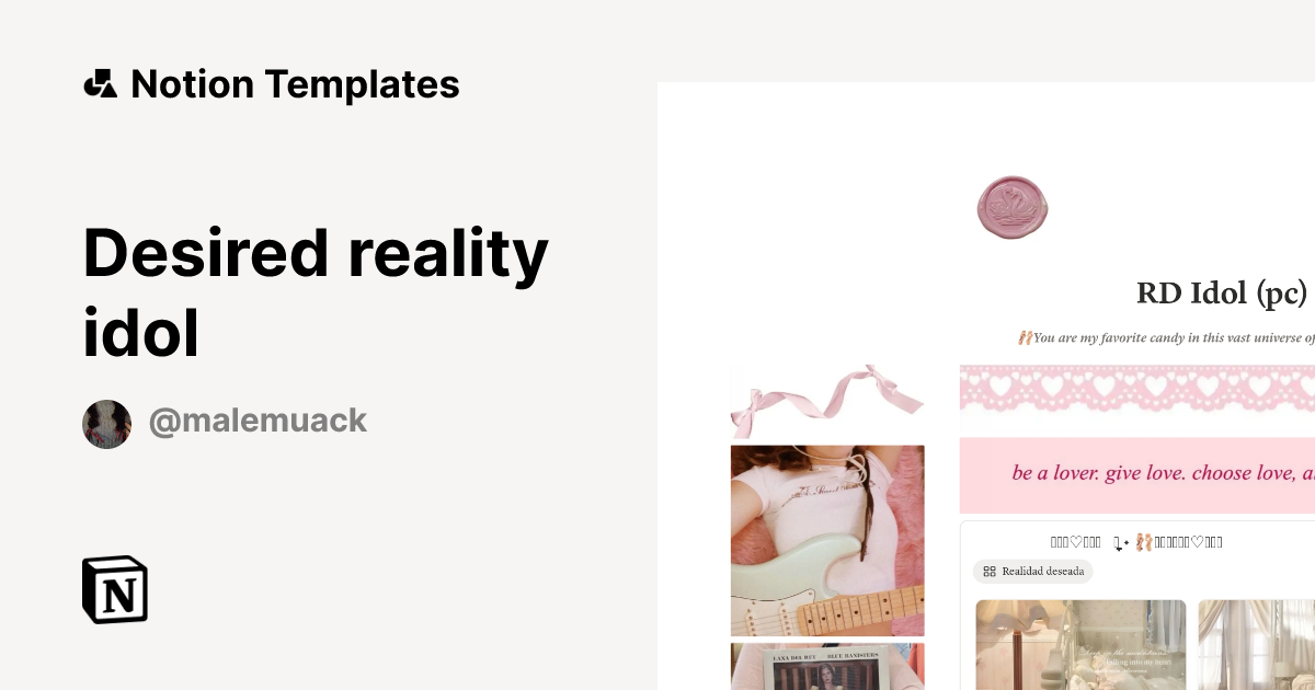 Desired reality idol Template by Shifter! | Notion Marketplace