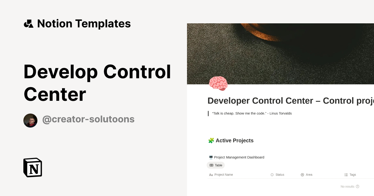 Develop Control Center Template | Notion Marketplace