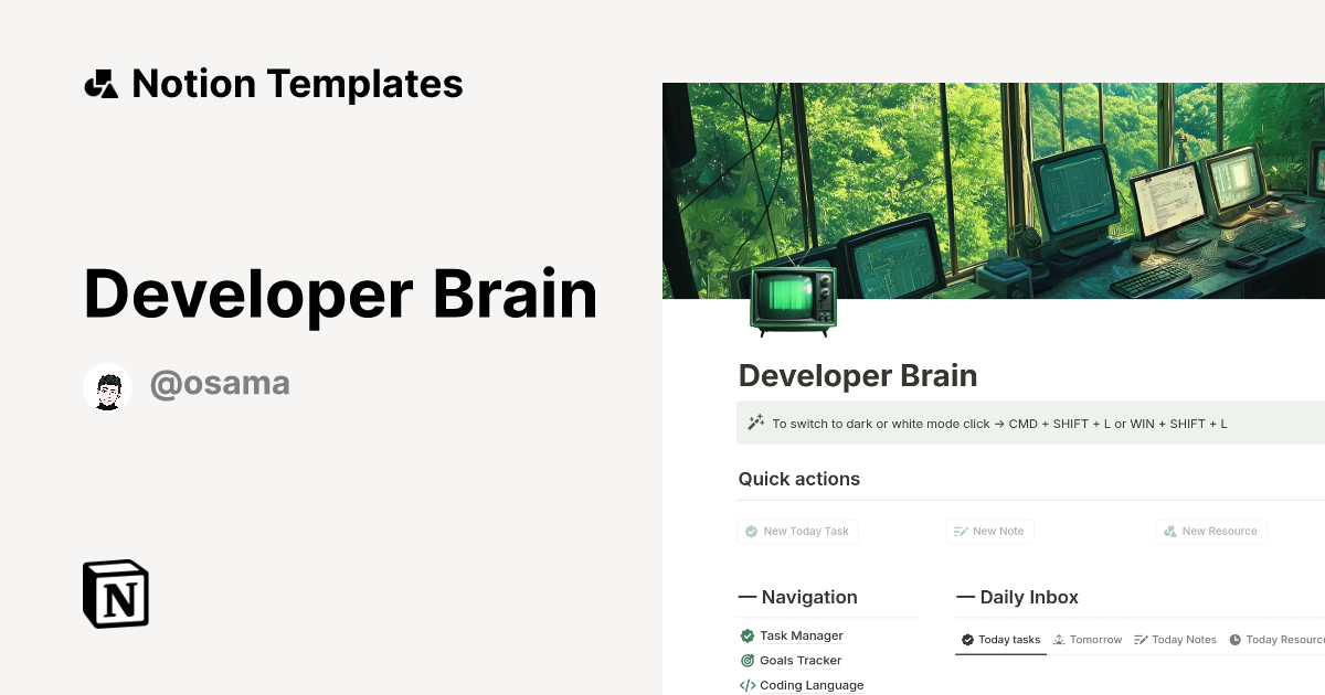 Developer Brain Template | Notion Marketplace