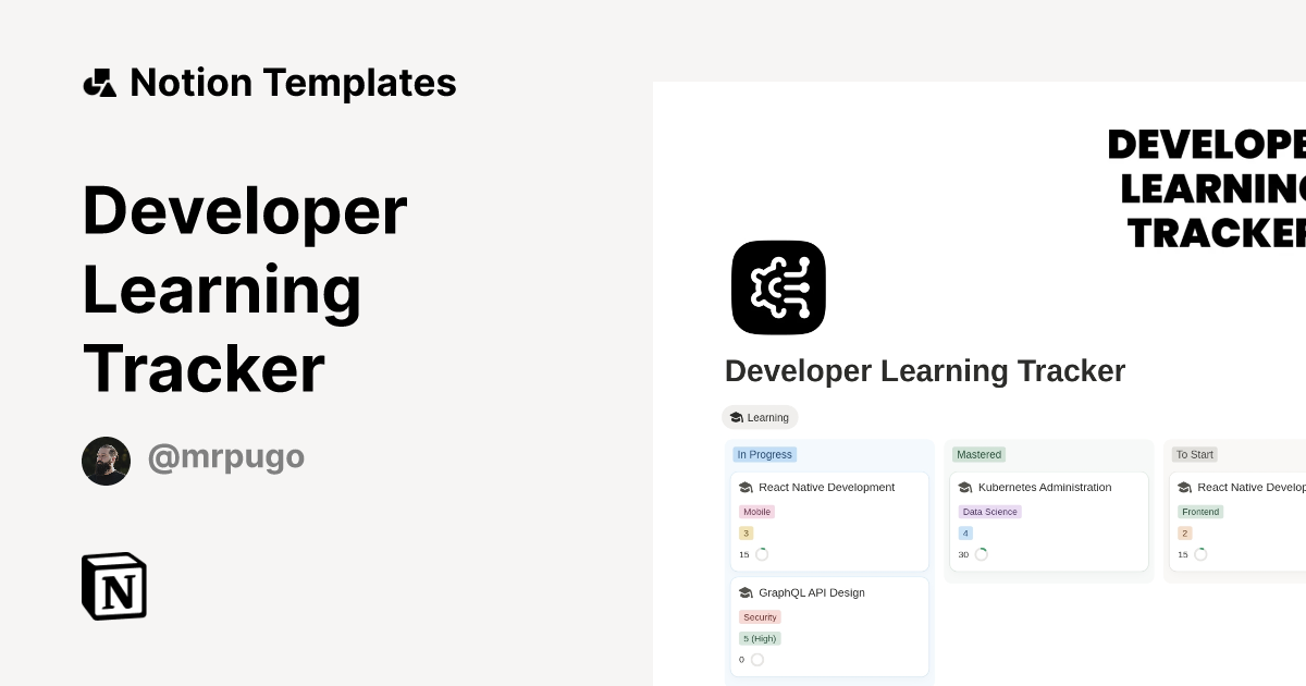 Developer Learning Tracker Template | Notion Marketplace