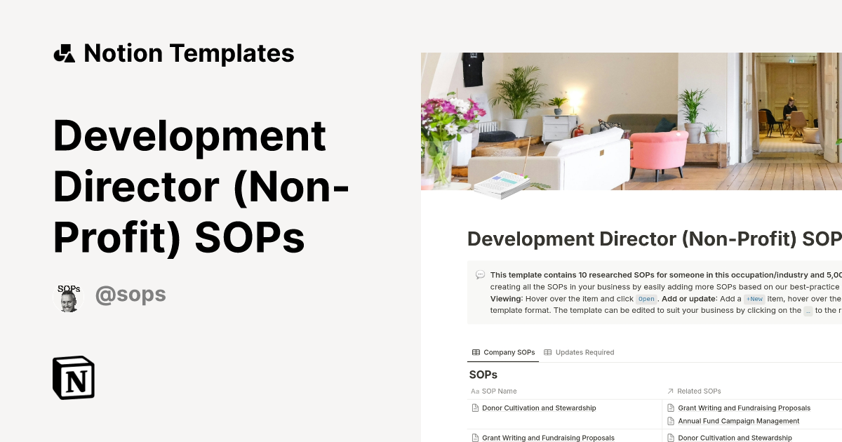 Development Director (Non-Profit) SOPs Template by SOPs | Notion Marketplace