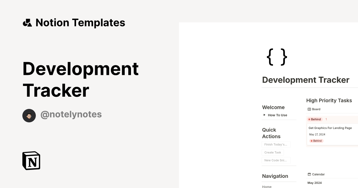 Development Tracker Template | Notion Marketplace