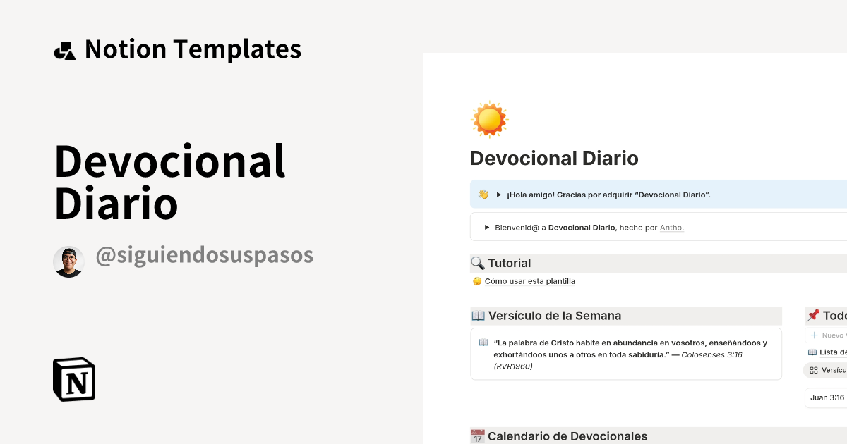Devocional Diario Template | Notion Marketplace