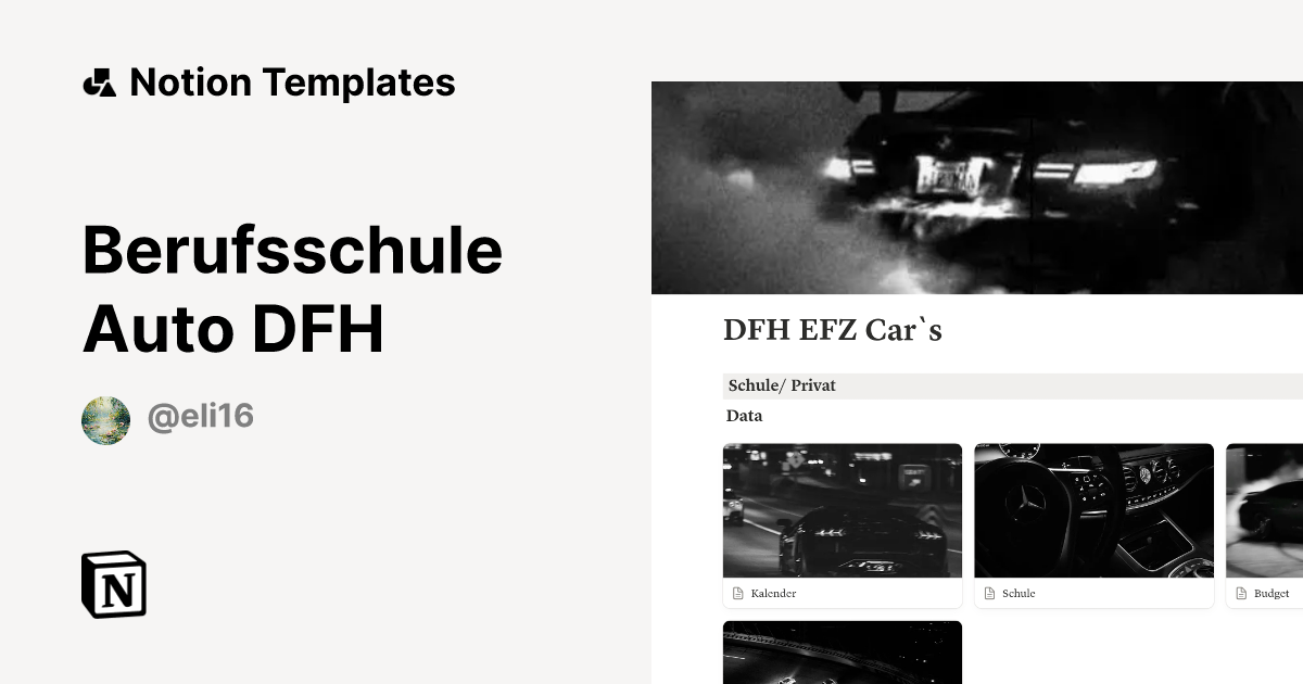 Berufsschule Auto DFH Template by Eli | Notion Marketplace