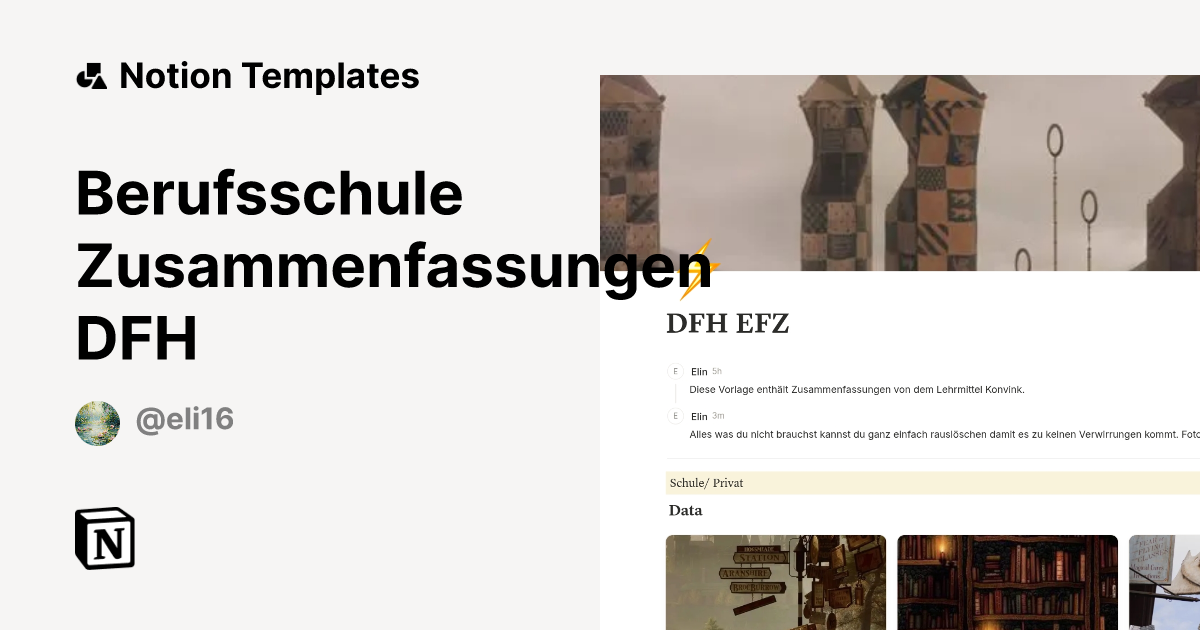 Berufsschule Zusammenfassungen DFH Template | Notion Marketplace
