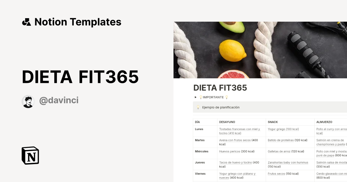 DIETA FIT365 Template | Notion Marketplace