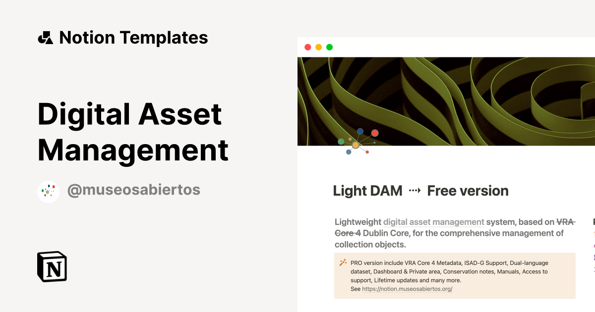 Digital Asset Management Template by Museos Abiertos | Notion Marketplace