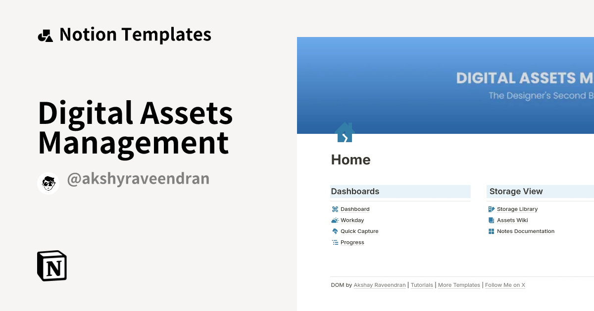 Digital Assets Management Template by Akshay Raveendran | Notion ...