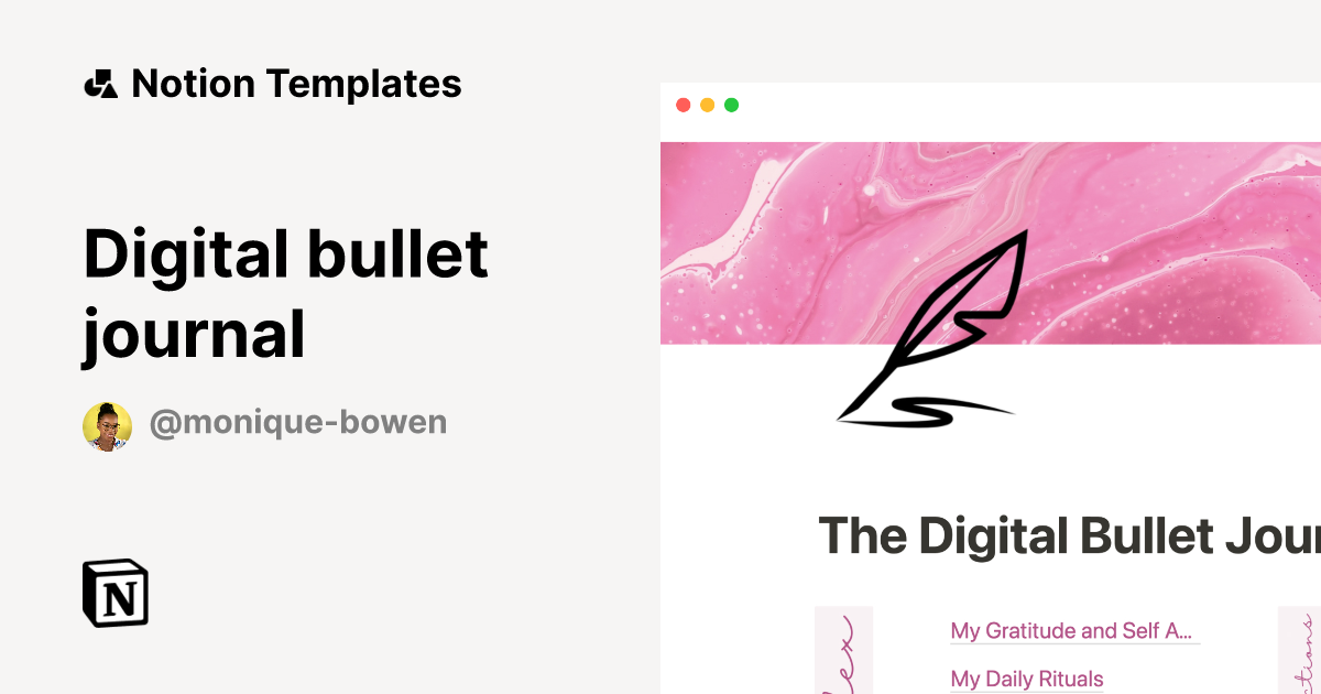 Digital bullet journal Template | Notion Marketplace