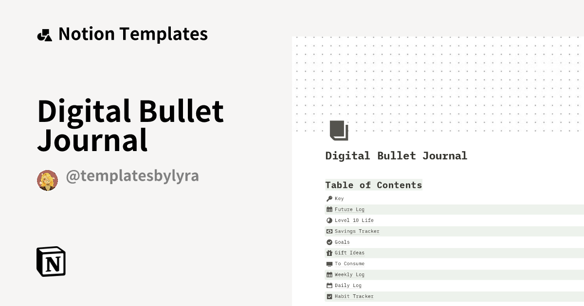 Digital Bullet Journal Template | Notion Marketplace