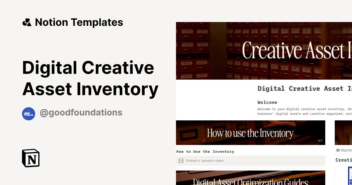Digital Creative Asset Inventory Template by Good Foundations Studio ...