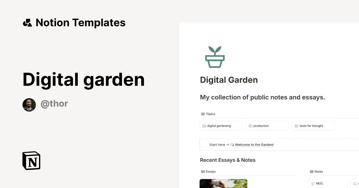 Digital garden Template by Thor Schroeder | Notion Marketplace
