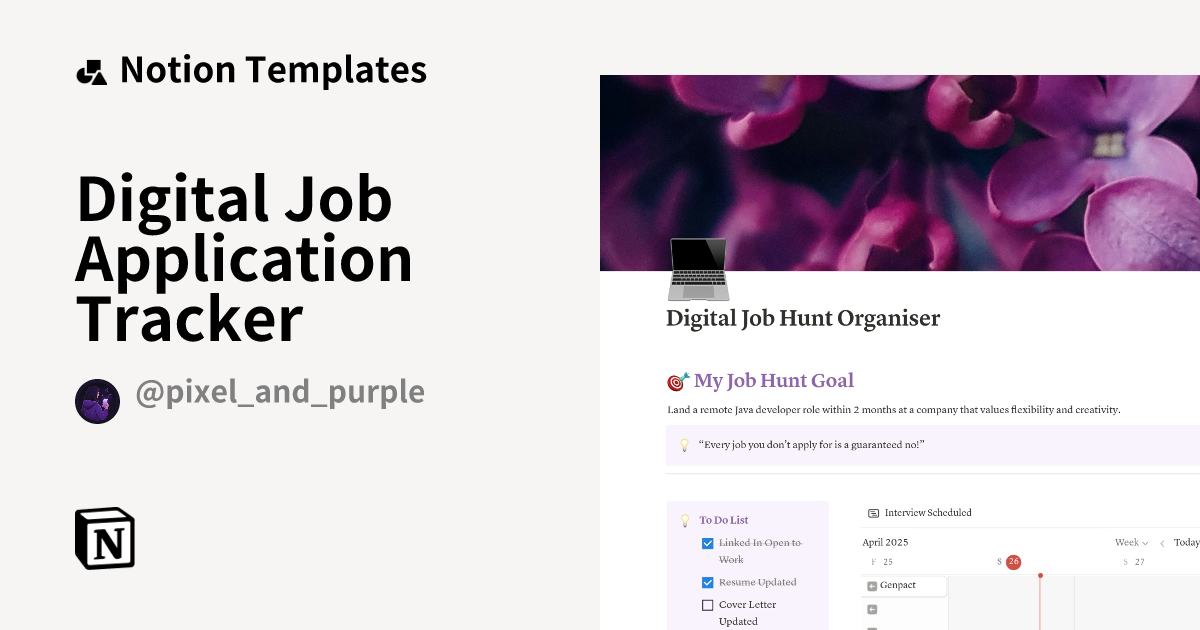 Digital Job Application Tracker Template | Notion Marketplace