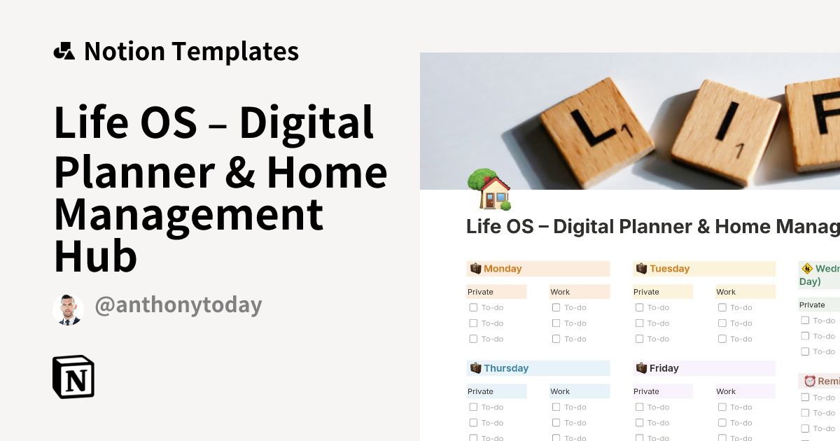 Life OS – Digital Planner & Home Management Hub Template by ...