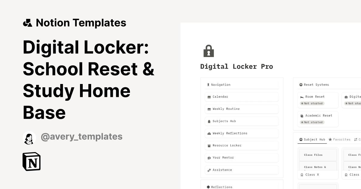 Digital Locker: School Reset & Study Home Base Template | Notion Marketplace