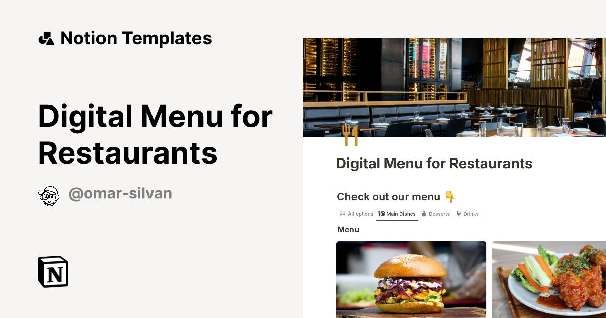 Digital Menu for Restaurants Template | Notion Marketplace
