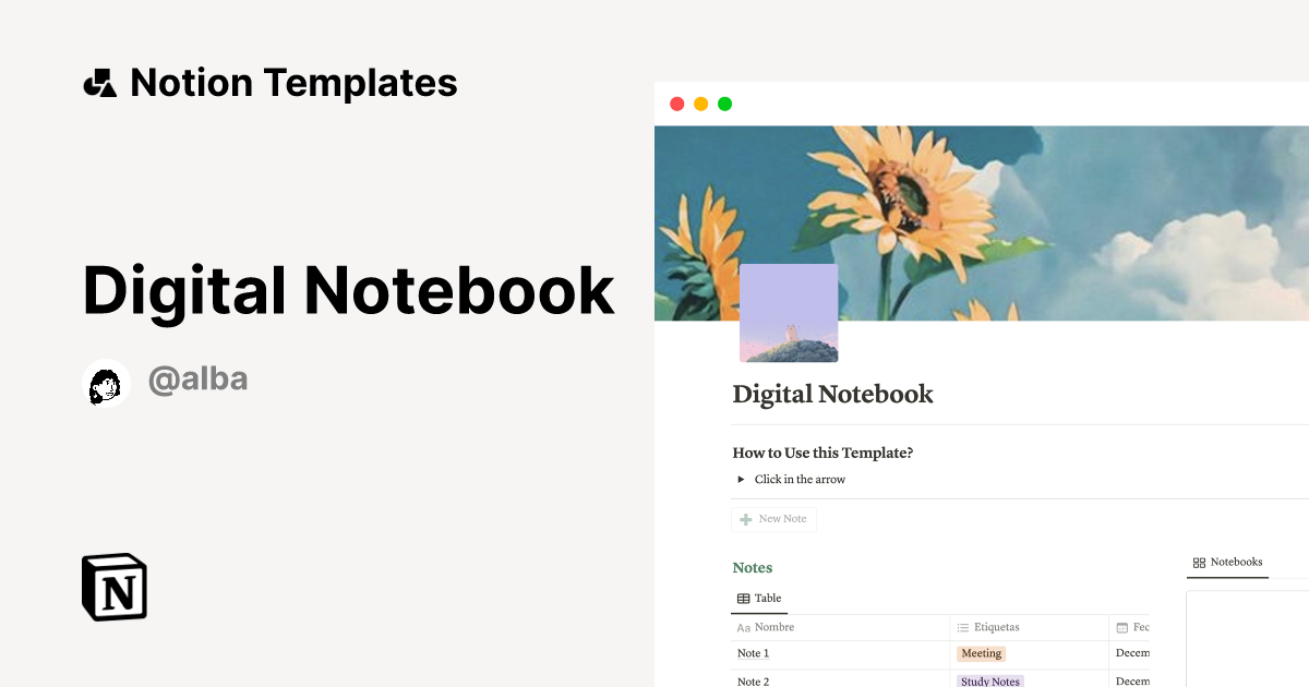 Digital Notebook Template | Notion Marketplace