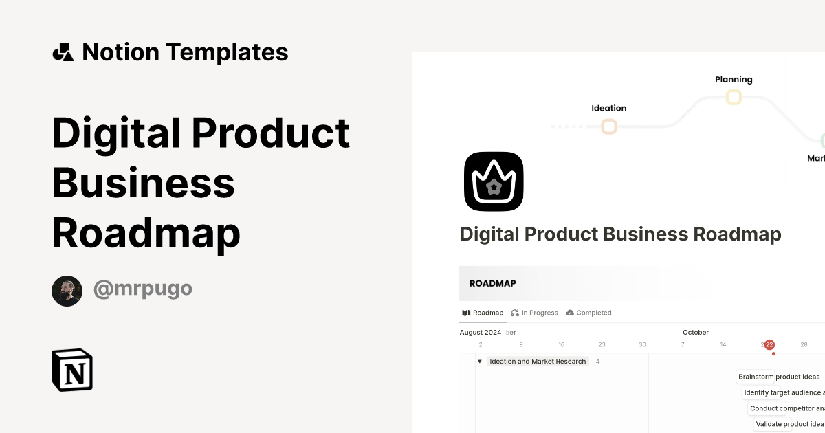 Digital Product Business Roadmap Template by mrpugo | Notion Marketplace
