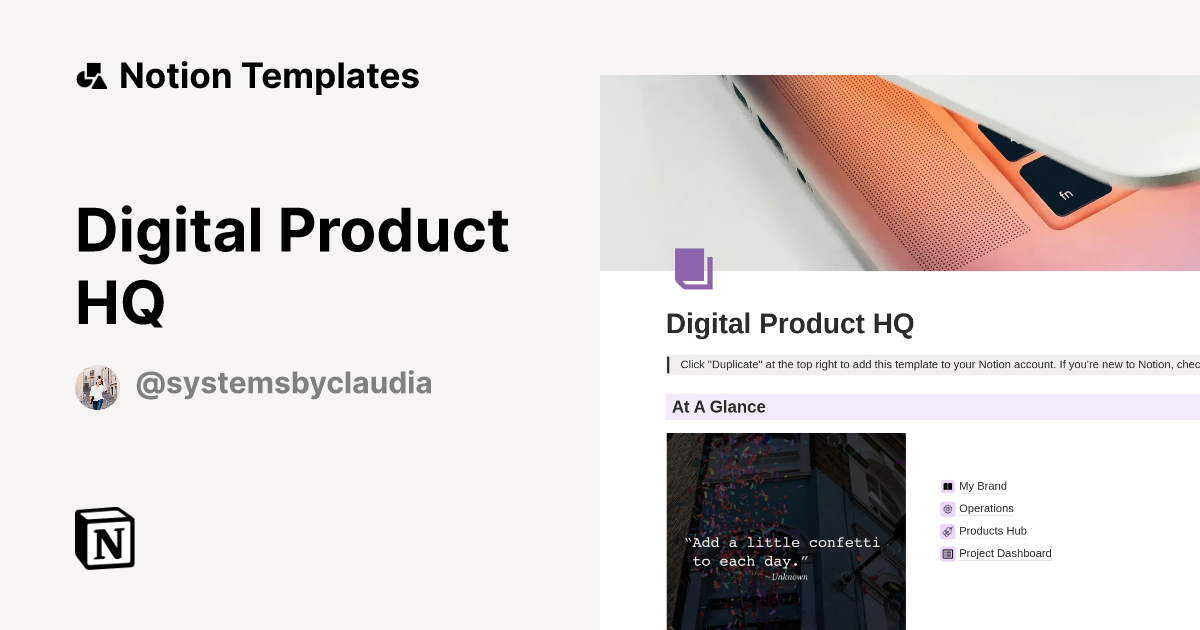 Digital Product HQ Template | Notion Marketplace