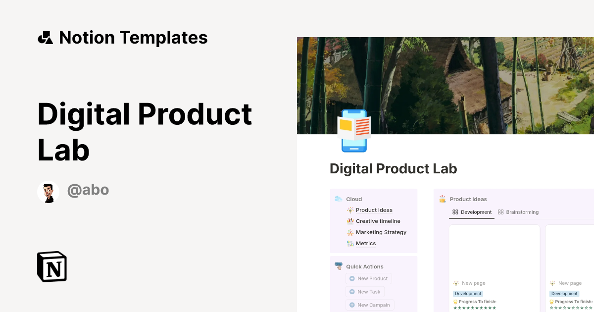Digital Product Lab Template | Notion Marketplace