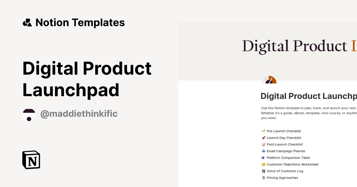 Digital Product Launchpad Template | Notion Marketplace