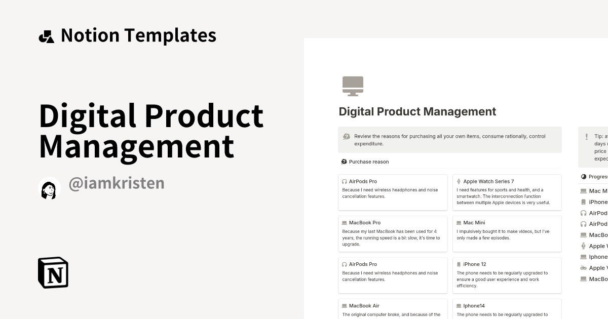 Digital Product Management Template | Notion Marketplace