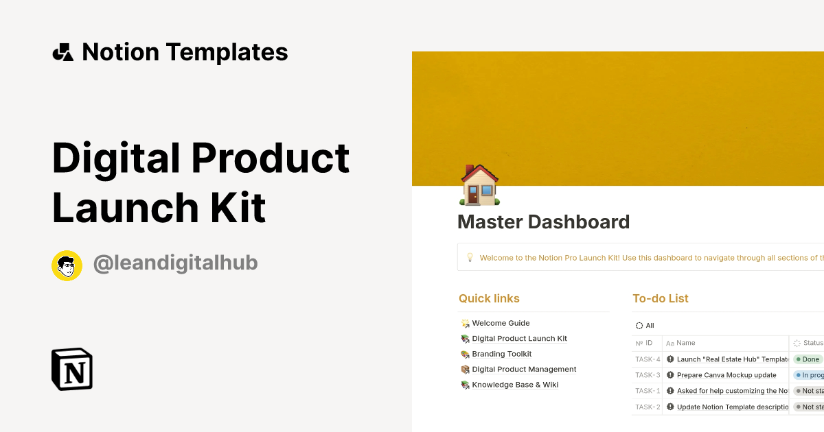 Digital Product Launch Kit Template | Notion Marketplace