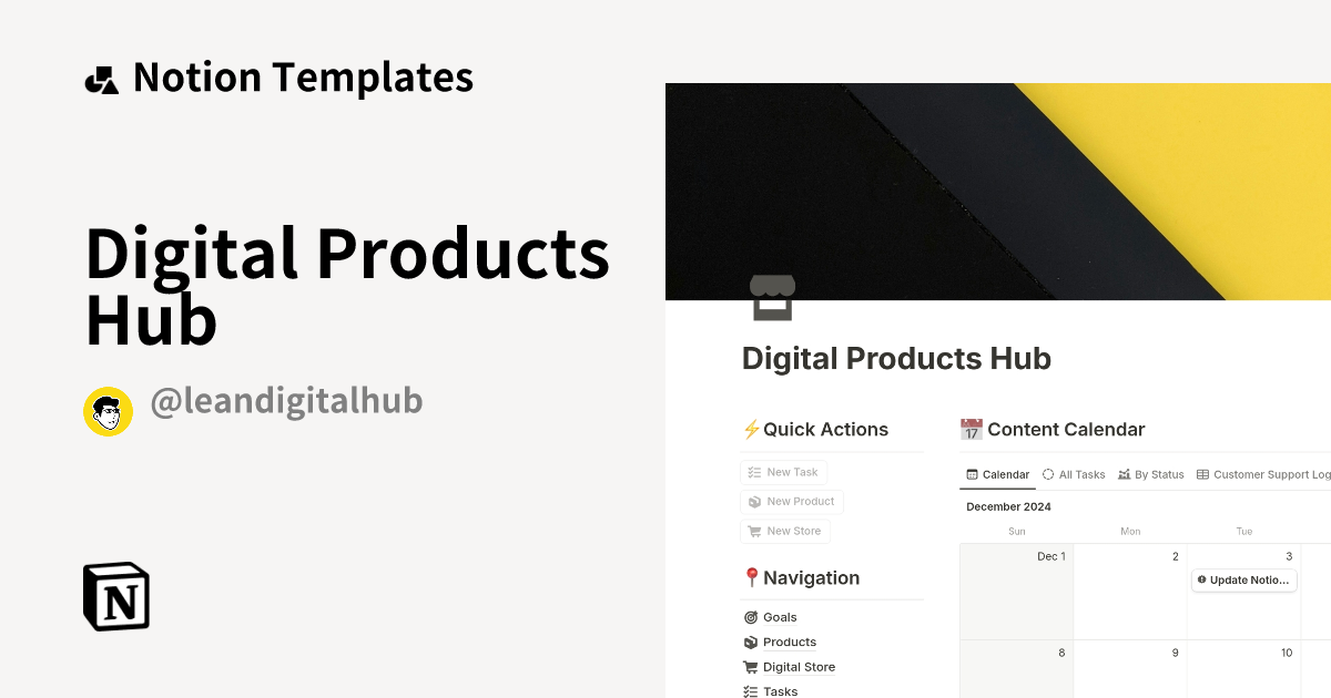 Digital Products Hub Template by Lean Digital Hub | Notion Marketplace