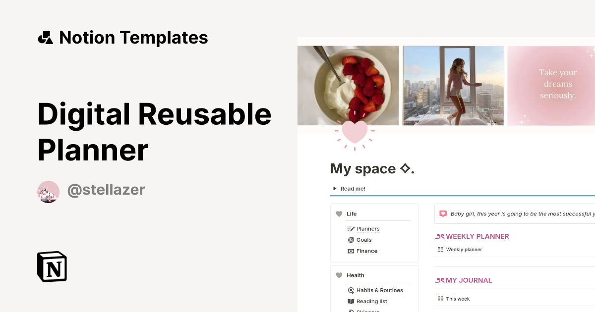 Digital Reusable Planner Template | Notion Marketplace