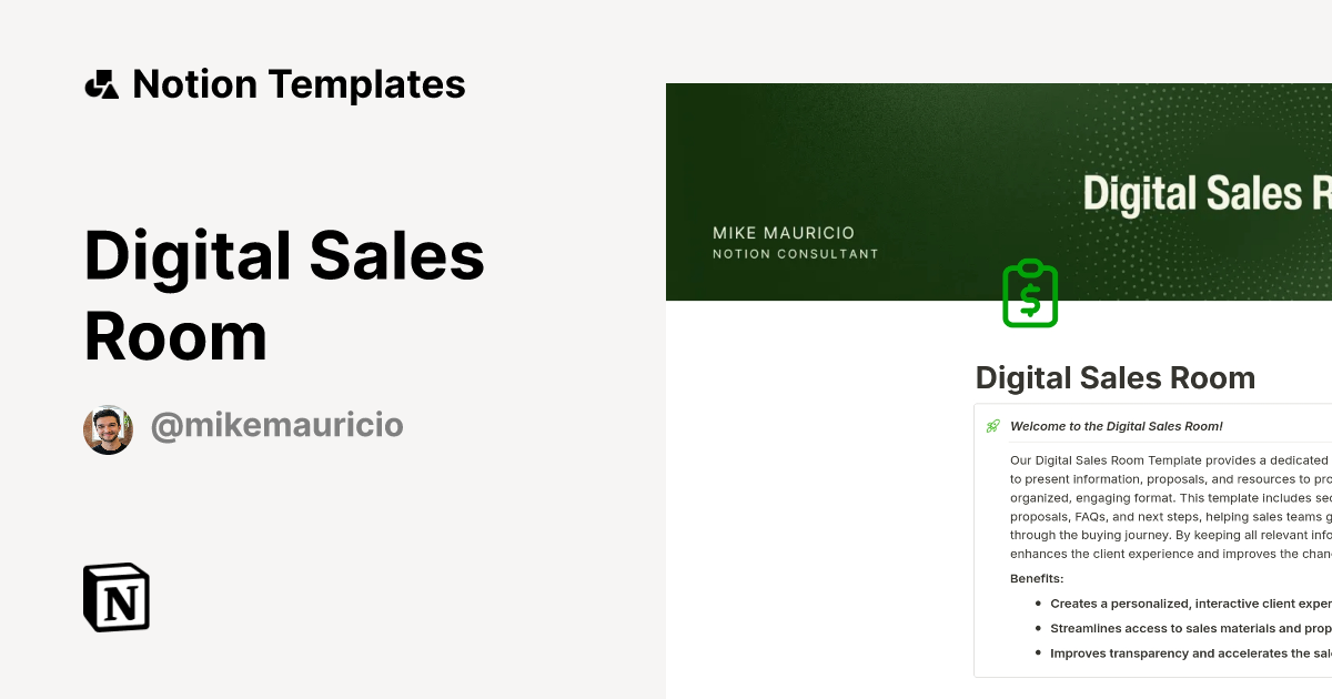 Digital Sales Room Template | Notion Marketplace