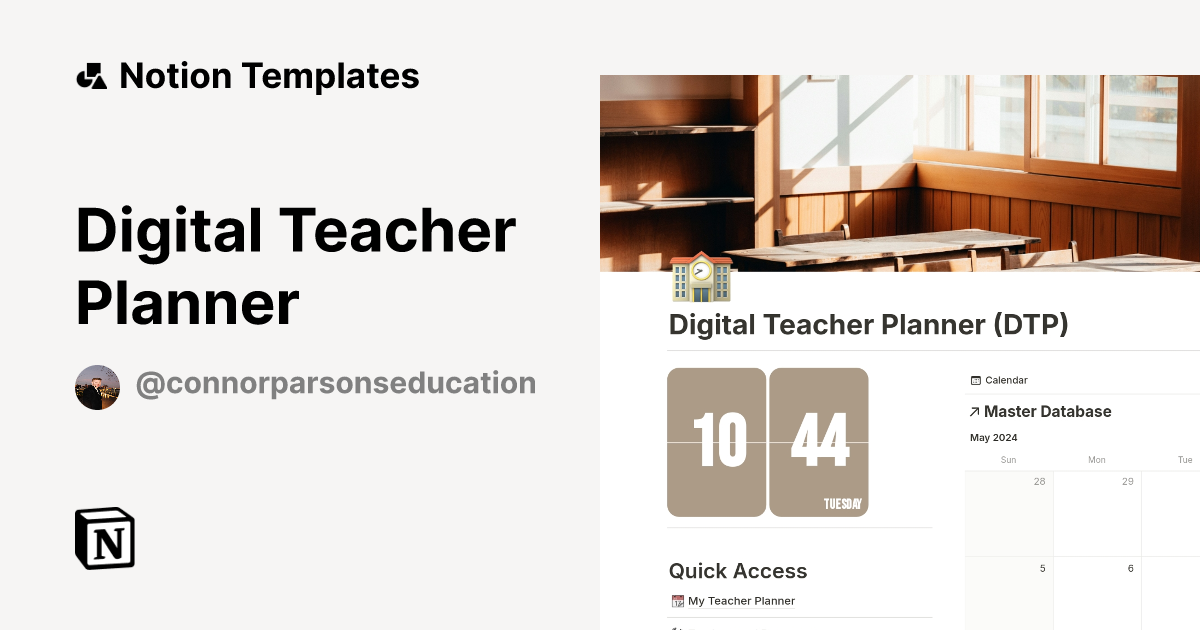 Digital Teacher Planner Template by Connor Parsons | Notion Marketplace