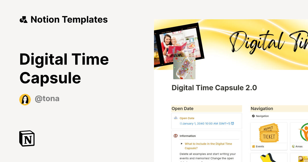 Digital Time Capsule Template by Tona | Notion Marketplace