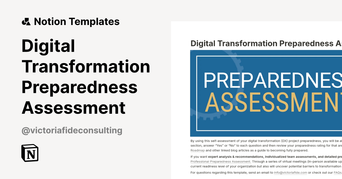 Digital Transformation Preparedness Assessment Template | Notion ...