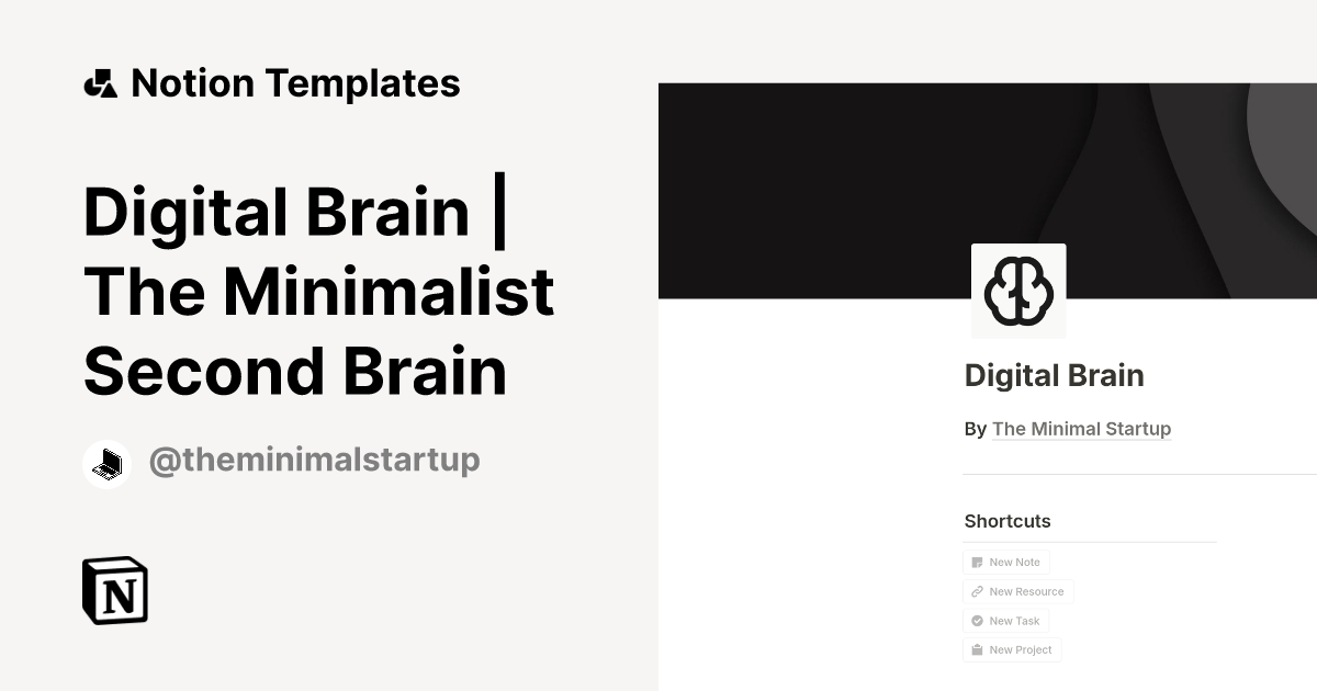 Digital Brain | The Minimalist Second Brain Template by The Minimal ...
